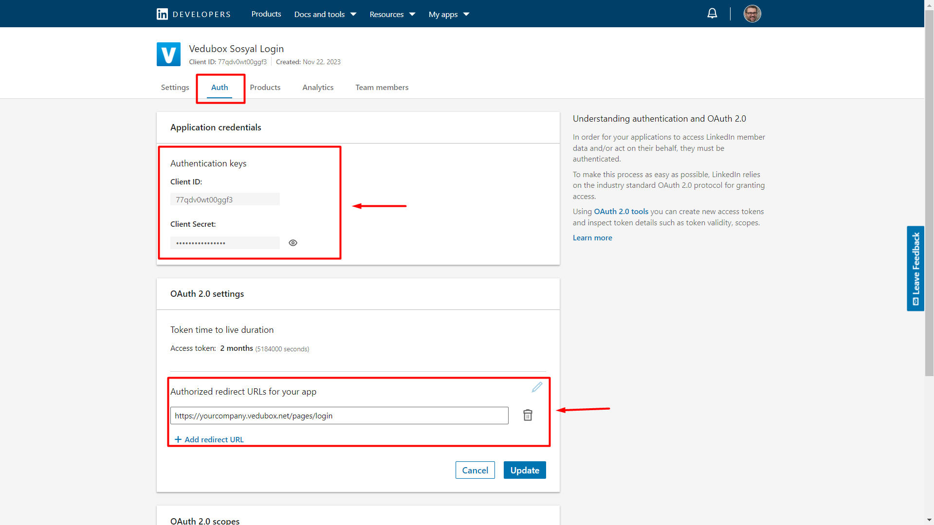 How to Integrate LinkedIn with Vedubox Social Login